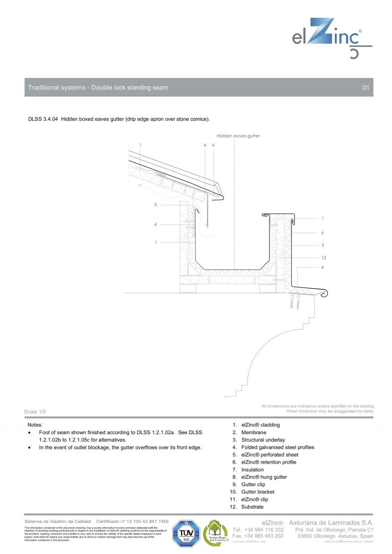 Ventilated Hidden Eaves Box Gutter Detail in Zinc | SIG Zinc & Copper